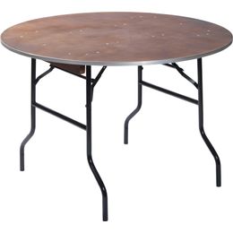 Klapptisch Essentials "Bankettisch/Klapptisch", schwarz (schwarz, holz), B:122cm H:76cm T:122cm, 13-lagige Sperrholzplatte 18mm mit Aluminium Kante + Stahl Gestell, Tische, Holz rund