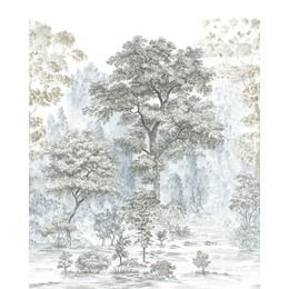 Vliestapete Komar "Digitaldruck Vlies - Rising Roots - Größe 200 x 250 cm", blau (braun, weiß, blau), B:200 L:250, Vlies, Tapeten, Wohnzimmer, Schlafzimmer