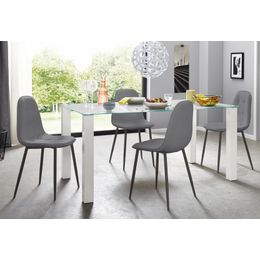 Essgruppe Inosign, grau (weiß, grau,), B:160cm, Sitzmöbel-Sets, mit Glastisch, Breite 160 cm