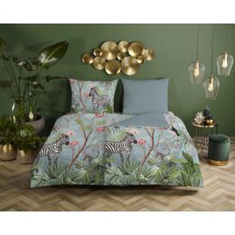 Wendebettwäsche Descanso "Yasmin", blau (hellblau), B/L: 200cm x 200cm, 1 Stk., 2 Stk., Satin (Bio-Baumwolle), B/L: 80cm x 80cm & 80cm x 80cm, 3 Stk., Satin (Bio-Baumwolle), Obermaterial: 100% Baumwolle, Bettwäsche, Baumwolle, Satin, 135x200, Biese, Reißverschluss, Wendeoptik, Türkis