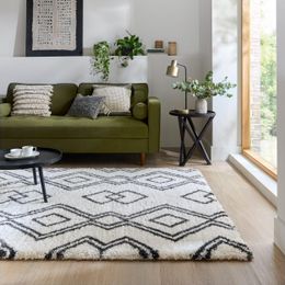 Hochflor-Teppich FLAIR RUGS "ATLAS", beige (elfenbein), B:120cm H:40mm L:170cm, Kunstfaser, Teppiche, Berber Teppich