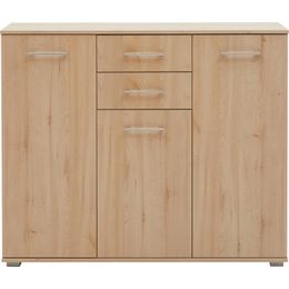 Hochkommode Priess "Lindau", braun (edelbuchefarben), B:123cm H:103cm T:38cm, Holzwerkstoff, Sideboards, Kombikommode