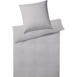 Bettwäsche Elegante "Solid Stripe", beige (greige), B/L: 135cm x 200cm, 1 Stk., 1 Stk., Mako-Jersey, B/L: 80cm x 80cm, 2 Stk., Mako-Jersey, Obermaterial: 100% Baumwolle, Bettwäsche, angenehmes Hautgefühl