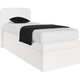 Boxspringbett, weiß, B:105cm L:212cm, Box und Kopfteil: Microvelours (100% Polyester) oder Kunstleder (Polyurethan);Bezug der Obermatratze: 100% Polyester, Westfalia Schlafkomfort, Komplettbetten, Boxspringbett, wahlweise mit Bettkasten