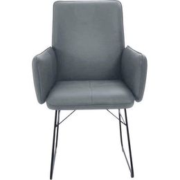 K+w Komfort & Wohnen Armlehnstuhl K+W KOMFORT & WOHNEN, blau (aqua, schwarz), B:61cm H:91cm T:62cm, Stühle, Drahtkufengestell in Metall schwarz, Griff am Rücken, Steppung im Sitz