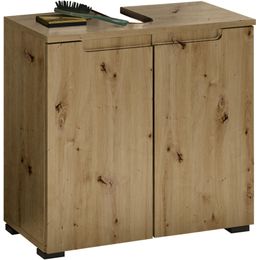 Waschbeckenunterschrank BASIC BY BALCULINA "Spice, Badezimmerschrank BxTxH 60x57x32 cm", beige (artisan), B:60cm H:57cm T:32cm, Holzwerkstoff, Schränke, Breite 60 cm, Griffmulden