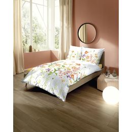 Bettwäsche Kaeppel "Summer Meadow", orange (mandarine), B/L: 140cm x 200cm, 1 Stk., 1 Stk., Perkal, B/L: 70cm x 90cm, 2 Stk., Perkal, Obermaterial: 100% Baumwolle, Bettwäsche