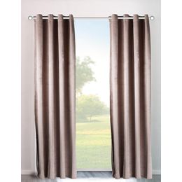 Vorhang my home "Velvet Uni" Gr. 3, beige (sand), B:140cm H:225cm, Polyester, Polyester, Gardinen, Samt, 2-er Set, Vorhang, edel, einfarbig