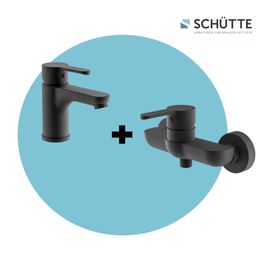 Sch&uuml;tte Badarmatur SCH&Uuml;TTE "2-teilige Serie DENVER", schwarz (schwarz matt), Messing, Armaturen, ger&auml;uscharm, Marken-Mischd&uuml;se