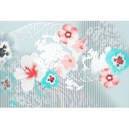Fototapete ARCHITECTS PAPER "Atelier 47 Blossom Design 1", bunt (rosa, weiß, blau), B:4m L:2,7m, Vlies, Tapeten, Vlies, Wand, Schräge, Decke