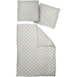 Bettwäsche Adam "Maroccan Shiraz", silber (silberfarben), B/L: 155 x 220, 1, 1, Renforcé, B/L: 80 x 80, 2, Renforcé, Obermaterial: 100% Baumwolle, Bettwäsche, mit Karomuster