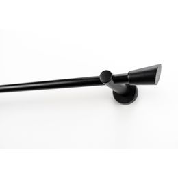 Gardinenstange Garesa "MOLIS", schwarz, L:220cm &Oslash;:20mm, Holzwerkstoff, Metall, Gardinenstangen, Vorhanggarnitur, verl&auml;ngerbar, Wandmontage, Keil, ohne Ringe