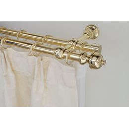 Gardinenstange Garesa "ANDREA", grau (messingfarben), L:130cm &Oslash;:20mm, Metall, Gardinenstangen, Vorhanggarnitur, verl&auml;ngerbar, Endknopf Profil klein, mit Ringen