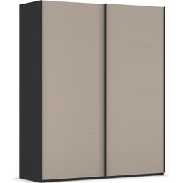 Schwebetürenschrank Rauch "Kleiderschrank Schrank Garderobe Schlafzimmerschrank SCALE-FYRA", beige (schwarz, glas fango matt, griffleisten schwarz), B:181cm H:223cm T:67cm, Holzwerkstoff, Schränke, edle viergeteilte Türen mit Glas-Front viele Farben MADE IN GERMANY