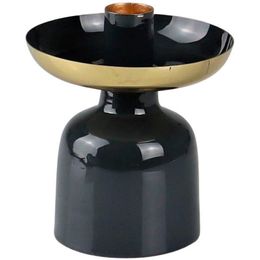 Kerzenständer AM Design "Kerzenhalter aus Metall", blau (dunkelblau, goldfarben), H:12cm Ø:10cm, Metall, Kerzenhalter, Stabkerzenhalter