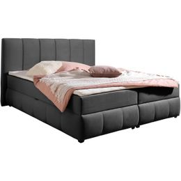 Boxbett Inosign "Hartley inkl. Bettkasten und Topper, auch in Überlänge erhältlich", anthrazit, B:192cm L:230cm, Komplettbetten, Inkl. Bettkasten & Topper, wählbar in H2, H3 o. H4
