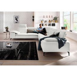 Ecksofa W.Schillig "valentinoo, Designsofa, elegant und bequem, L-Form", wei&szlig; (wei&szlig; z73), B:318cm H:83cm T:298cm, Longlife Xtra-Leder Z73: Naturwalkleder der Luxusklasse aus den erlesensten Rohh&auml;uten. Hautst&auml;rke 1, 1 &ndash; 1, 3 mm, Sofas, Ecksofa, mit Sitztiefenverstellung, Breite 318 cm
