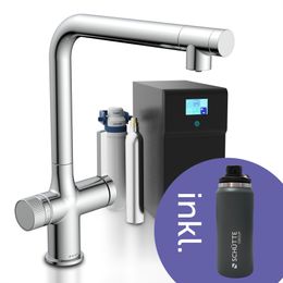 Schütte Spültischarmatur SCHÜTTE "»AQUASTAR PREMIUM« Sprudelwasser-Spültischarmatur", silber (chrom), B:5cm H:34cm T:29cm Ø:5cm, Messing, Armaturen, mit Kühlsystem, Filter, Filterkopf und handelsüblicher CO2-Kartusche