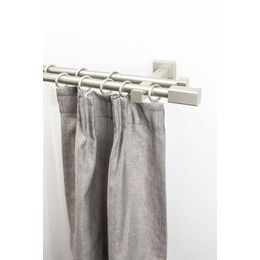 Gardinenstange Garesa "CUBUS", grau (chromfarben), L:310cm &Oslash;:20mm, Holzwerkstoff, Metall, Gardinenstangen, Vorhanggarnitur, verl&auml;ngerbar, Endknopf eckig, mit Ringe