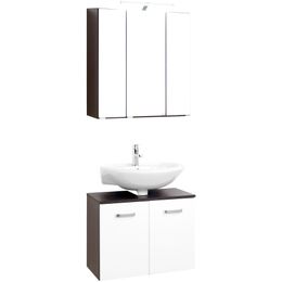 Badmöbel-Set Welltime "Dorina", weiß (graphit, weiß), Kastenmöbel-Sets, bestehend aus Spiegelschrank und Unterbeckenschrank, Breite 60 cm
