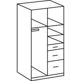 Kleiderschrank wimex "Click", braun (struktureichefarben hell), B:90cm H:199cm T:58cm, Schränke, Kleiderschrank Drehtürenschrank, mit Spiegel