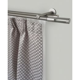 Gardinenstange Garesa "SEFRA", grau (nickelfarben), Ø:16, Aluminium, Gardinenstangen, Vorhanggarnitur,Innenlaufgarnitur, verlängerbar, Endknopf Zylinder