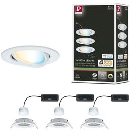 Paulmann LED Einbauleuchte "LED Einbauleuchte Nova Coin rund 84mm 50", weiß, 3, Ø 8,4cm, 3 Stk., Leuchten, Memoryfunktion, Farbwechsler, Farbsteuerung, Dimmer, Smart Home