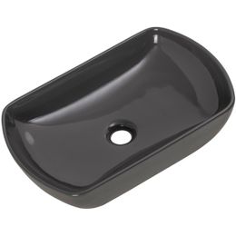 Aufsatzwaschbecken Fackelmann "New York", grau, B:50,5cm H:12cm T:31,5cm, Keramik, Waschtische, ovales Design
