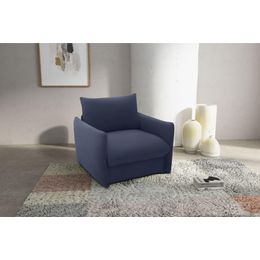 Sessel DOMO collection "700023 wandelbar zum Loungesessel, Relaxliege und G&auml;stebett", blau (dunkelblau), B:105cm H:95cm T:100cm, 95% Polyester, 5% Nylon, Sessel, Sessel, Schlaffunktion, Federkern, stabile Liegefl&auml;che ca. 70 x 195 cm