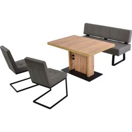 K+w Komfort & Wohnen Polsterbank K+W KOMFORT & WOHNEN "Spider II", braun (canyon 80, schwarz), B:160cm H:88cm T:67cm, Sitzbänke, Sitzsteppung, bequem durch Sandwichbauweise, Metallkufe in schwarz