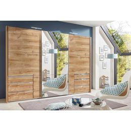 Schwebetürenschrank wimex "Level by fresh to go", braun (plankeneichefarben), B:300cm H:236cm T:65cm, Schränke, jeweils mit einer Spiegeltür