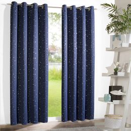 Weckbrodt-Gardinen Vorhang WECKBRODT "Sarin", blau (nachtblau), B:135cm H:160cm, Microfaser, Polyester, Gardinen, blickdicht, Thermo, wärme-,kälteisolierend, abdunkelnd, Gardine, Store
