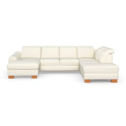 Sit & More Wohnlandschaft SIT & MORE "Dundee U-Form", beige (creme), B:338cm H:86cm T:219cm, Sofas, Wohnlandschaft, mit Federkern und Massivholzf&uuml;&szlig;en, wahlweise mit Kopfteilverstellung