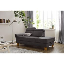 Recamiere Home Affaire "Conville", grau (fango), B:194cm H:84cm T:93cm, 100% Polyester, Sofas, Recamiere, incl. Kopfteilverstellung, Federkern, wahlweise mit Bettkasten