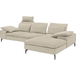 Ecksofa W.Schillig "valentinoo, Designsofa, bequem, elegant und zeitlos, L-Form", grau (eisgrau z59), B:299cm H:83cm T:178cm, Longlife Xtra-Leder Z59: Glattleder mit modischer Pr&auml;gung. Hautst&auml;rke 0, 9 - 1, 1 mm, Sofas, Ecksofa, inklusive Hocker, mit Sitztiefenverstellung, Breite 299 cm