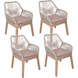 Armlehnstuhl Garden Pleasure "POMONA, braun, 4er Set", weiß (weiß, braun), B:62cm H:86cm T:60cm, Massivholz, Polyester, Stühle, braun