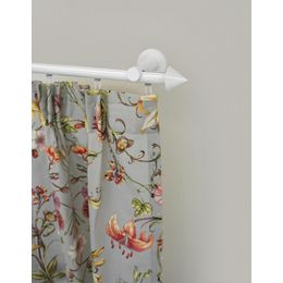 Gardinenstange Garesa "WHITE", weiß, L:440cm Ø:20mm, Eisen, Gardinenstangen, Vorhanggarnitur, Innenlauf, verlängerbar, Wandmontage, Endknopf Spitze