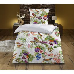 Wendebettwäsche Kinzler "Lia", bunt, B/L: 135cm x 200cm, 1 Stk., 1 Stk., Satin, B/L: 80cm x 80cm, Garnitur: 2 Stk., Satin, Obermaterial: 100% Baumwolle, Bettwäsche, aus Baumwoll-Satin