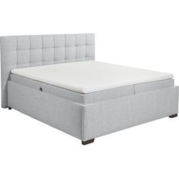 Boxbett ED EXCITING DESIGN "Artos", grau (hellgrau), B:183cm L:213cm, 100% Polyester, Komplettbetten, Boxspringbett, inkl. zwei Bettkästen
