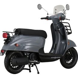 Motorroller Alpha Motors "Adria", grau (grau, schwarz), Motorroller, ohne Topcase, 45 km/h, mit Lenkerschloss und Windschild, B:67,5cm H:108,5cm L:175cm