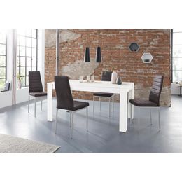 Essgruppe Inosign "Lynn160/Kate", schwarz-weiß (weiß, anthrazit,), B:160cm, Sitzmöbel-Sets, Tisch mit 4 Stühlen