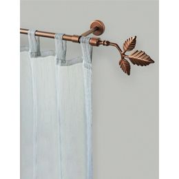 Gardinenstange Garesa "SHEET", braun (bronzefarben), Ø:16mm, Metall, Gardinenstangen, Vorhanggarnitur, verlängerbar, Knopf mit Blätter, ohne Ringe