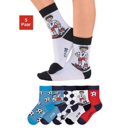 H.I.S. Socken H.I.S, Kinder, Gr. 23-26, bunt, Baumwolle, Elasthan, Polyamid, unifarben, elastisch, Socken Socken Strümpfe Lange Socke, mit Fußballmotiven
