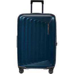 Hartschalen-Trolley Samsonite "NUON, verschiedene Größen und Farben", Gr. B/H/T: 45 x 69 x 28 79, blau (metallic dunkelblau), Polycarbonat, unifarben, Koffer, Hartschalen-Koffer TSA-Zahlenschloss Volumenerweiterung bei S/XL