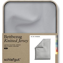 Bettbezug Schlafgut "Knitted Jersey uni, aus Bio-Baumwolle mit Elasthan, Reißverschluss", grau (grau light), L:200cm, Jersey, Obermaterial: 95% Baumwolle, 5% Elasthan, Bettbezüge, bügelfrei, Mix & Match Bettwäsche: passender Kissenbezug erhältlich