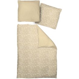 Wendebettwäsche Adam "Flower", beige, B/L: 155cm x 220cm, 1 Stk., 1 Stk., Renforcé, B/L: 80cm x 80cm, 2 Stk., Renforcé, Obermaterial: 100% Baumwolle, Bettwäsche, mit Blumen