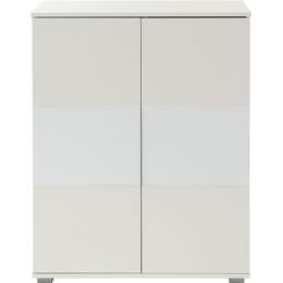 Hochkommode Priess, weiß (weiß, weißglas), B:82cm H:103cm, Sideboards, Türkommode