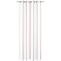 Gardine WIRTH "Chloé", weiß (weiß, rost), B:650cm H:225cm, Polyester, Gardinen, Fertigstore mit Ösen (Ø 4 cm) nach Maß