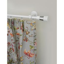 Gardinenstange Garesa "WHITE", weiß, L:220cm Ø:20mm, Eisen, Gardinenstangen, Vorhanggarnitur, Innenlauf, verlängerbar, Wandmont., Endknopf 2-färbig
