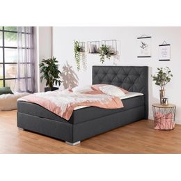 Boxbett Inosign "Tynan", grau (anthrazit), B:154cm L:210cm, Komplettbetten, Boxspringbett, wahlweise mit Bettkasten, in H2, H3 & H4 erhältilich